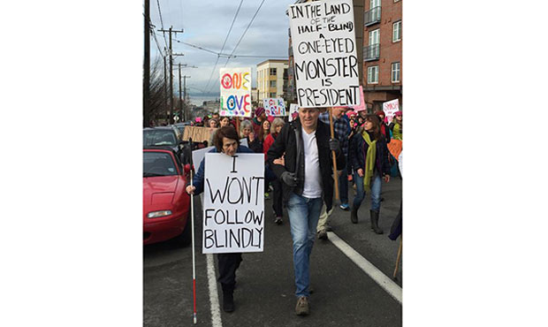 Blind woman inspires others walking in Seattle women's march ...