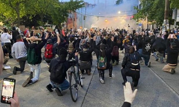Police say 'riot' broke out in Seattle after hours of peaceful protests