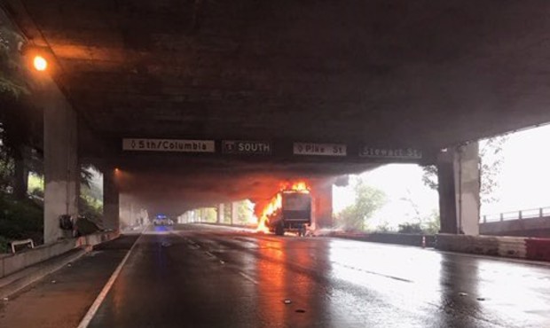 Semitruck erupts into flames in collision on SB I-5 express lanes ...
