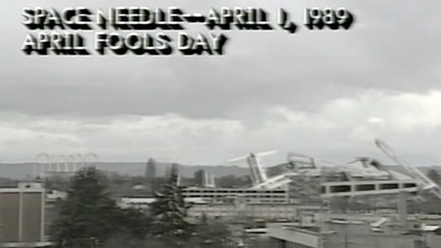 When 'Almost Live!' knocked down the Space Needle for April Fool’s Day