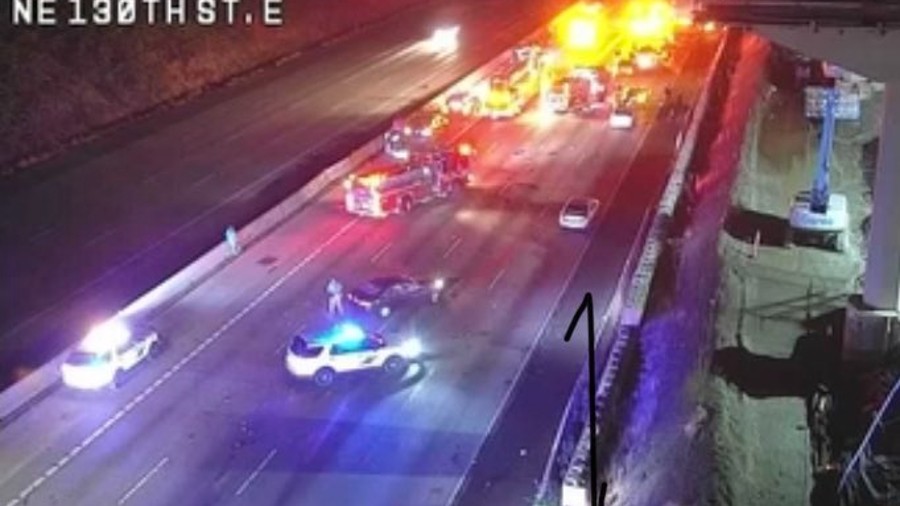 Car drives off overpass on I-5, closing road for hours - MyNorthwest.com